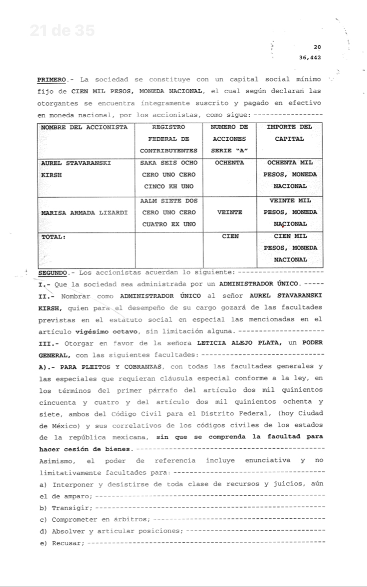 Copia simple del Poder Notarial que acredite al Representante Legal ...