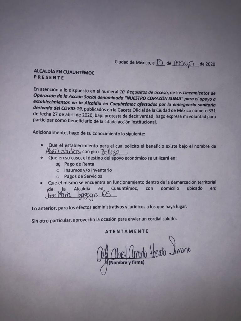 Carta Bajo Protesta de Decir Verdad y Solicitud de Ingreso a la Acción ...